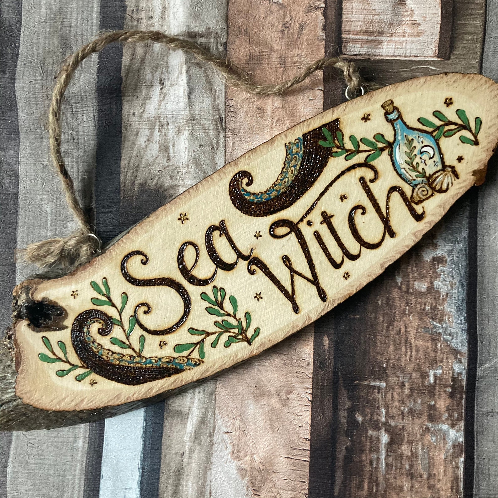 Sea Witch Pyrography Wooden Hanging Sign Woodburning Witch - Etsy