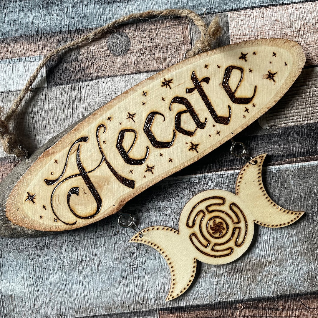 Hecate Wooden Altar Sign Woodburning Pyrography Witch Altar - Etsy
