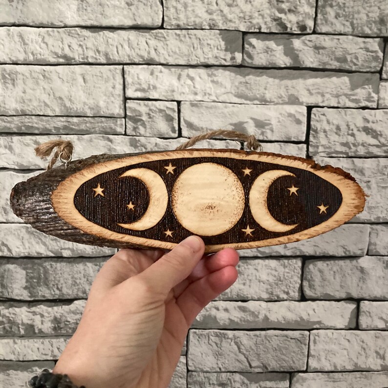 Moon Phases Wooden Sign Woodburning Pyrography - Etsy