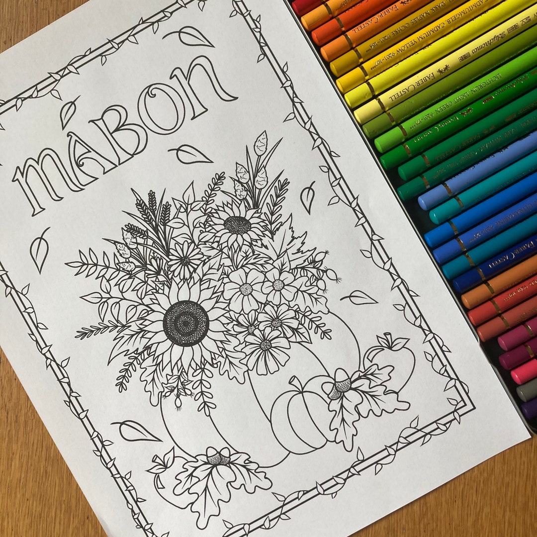Mabon Colouring Page, Digital Download Only, Witch Colouring Book ...
