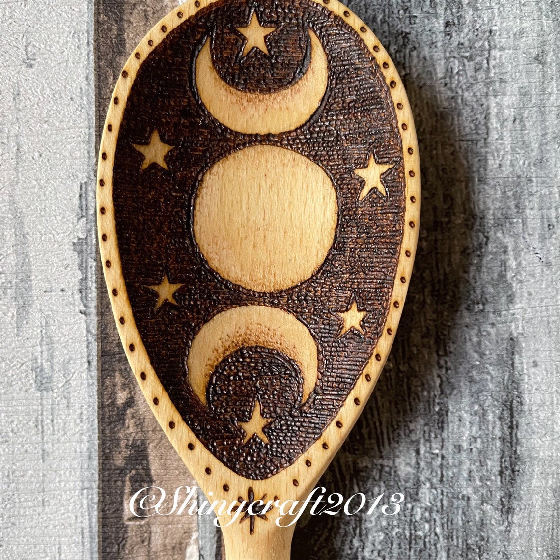 Triple Moon Wooden Spoon Pyrography Woodburning Kitchen - Etsy