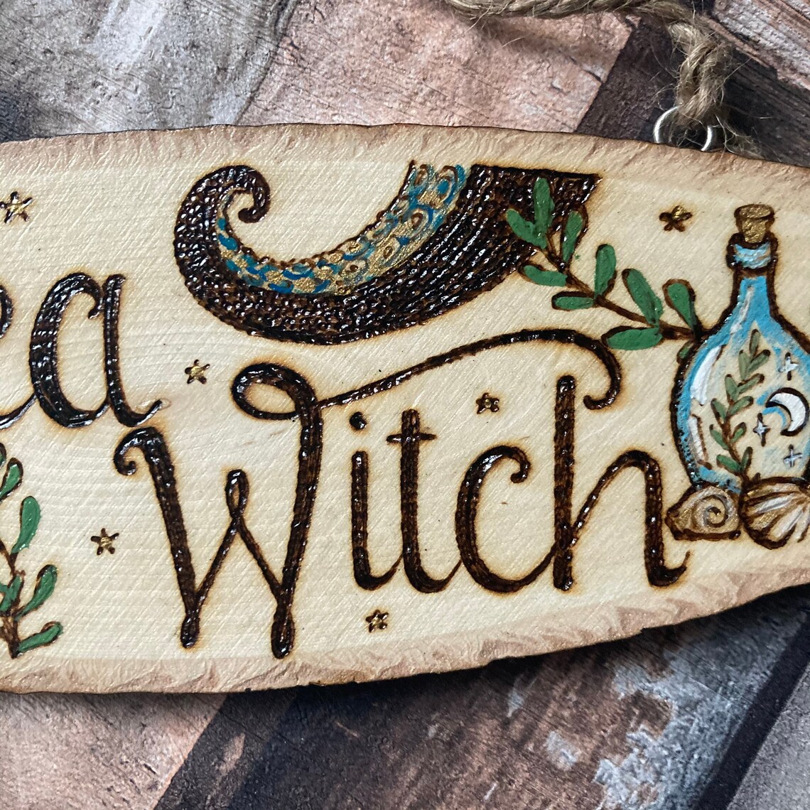 Sea Witch Pyrography Wooden Hanging Sign Woodburning Witch - Etsy