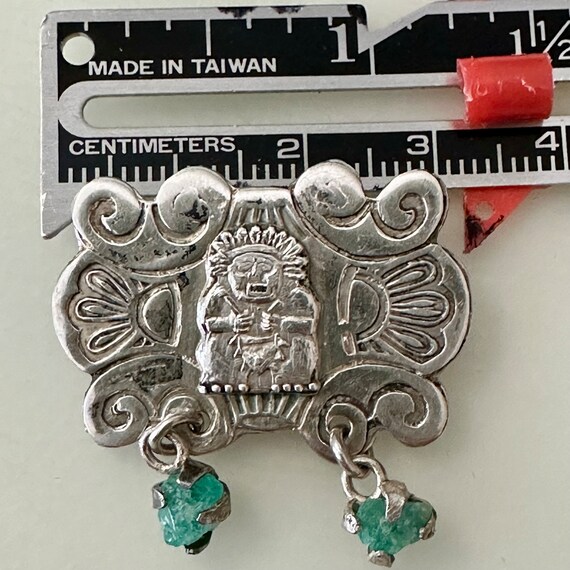 900 Silver Warrior Inca Figure Pin/Brooch - Gem