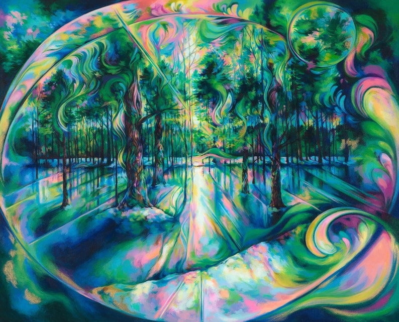 VIRIDITAS : Paper Print Visionary Art Psychedelic | Etsy