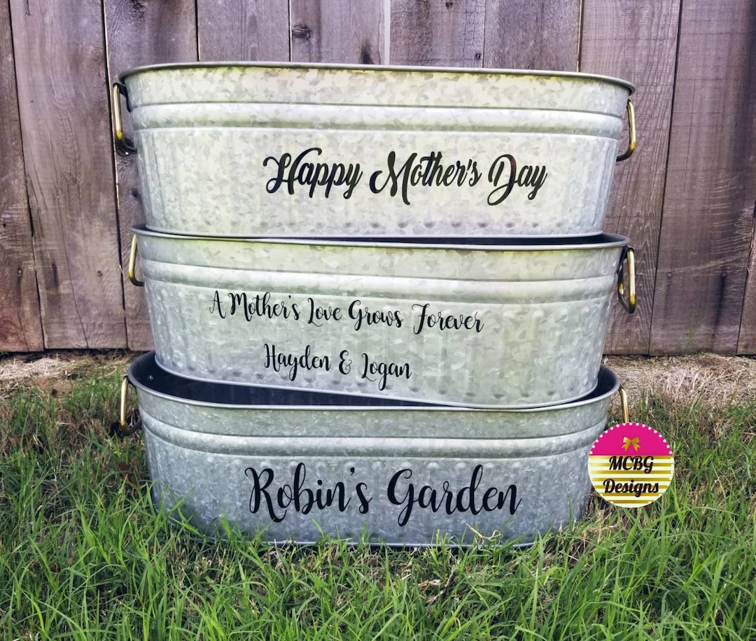 Personalized Galvanized Flower Planter•flower Planter•gardening ...