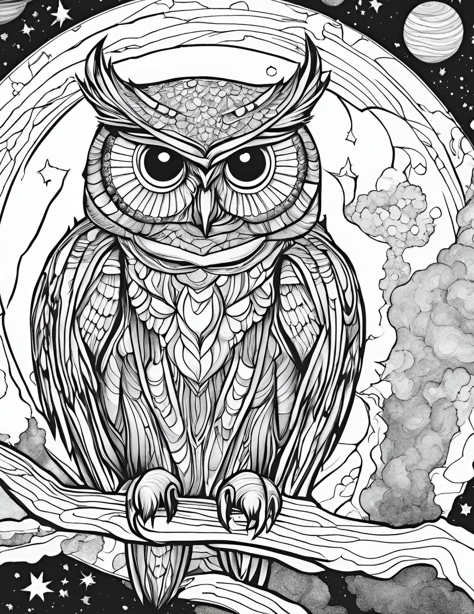 2 Printable Adult Owl Coloring Pages 8.5 X 11 Each in PDF and PNG Files ...