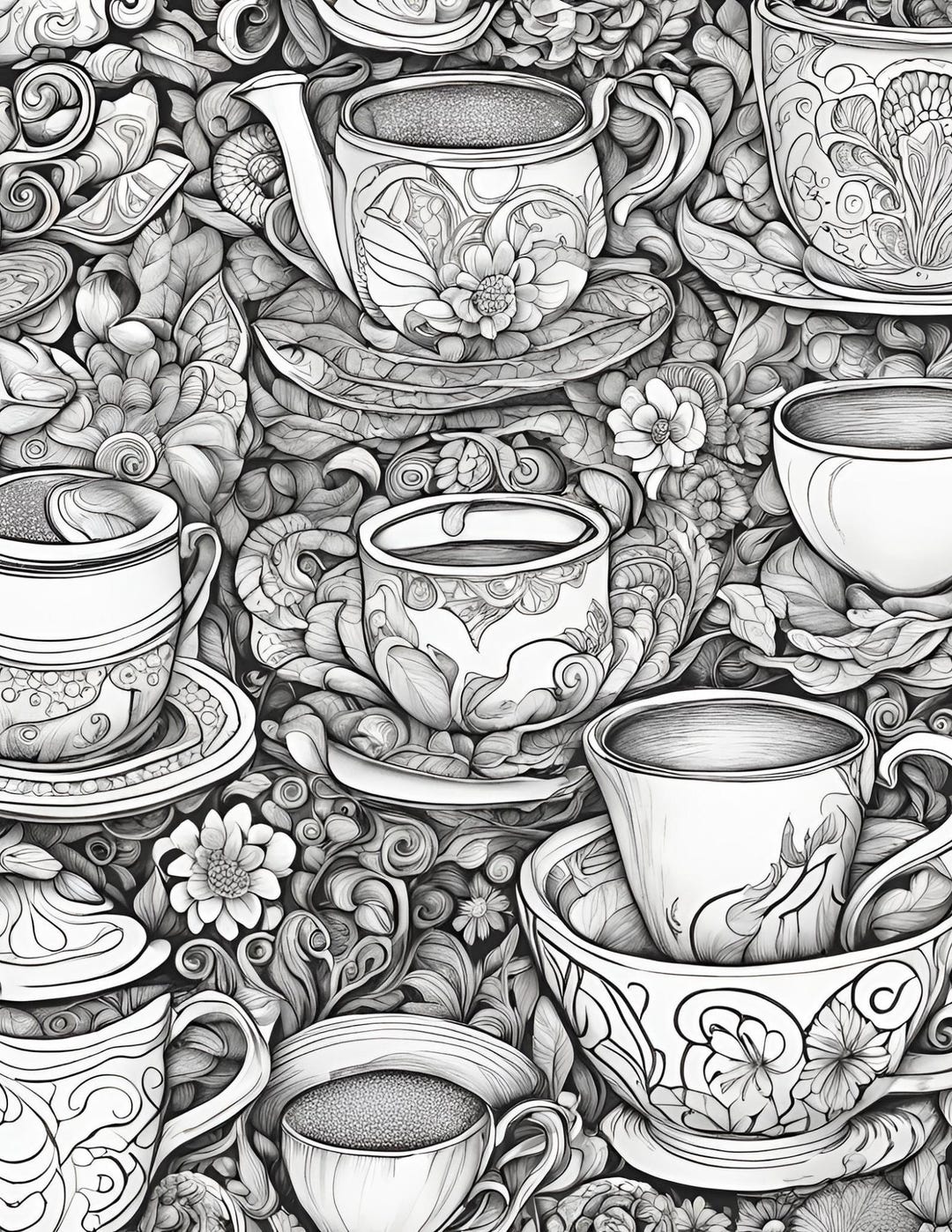 Coffee Adult Coloring Pages in PNG and PDF Formats - Etsy