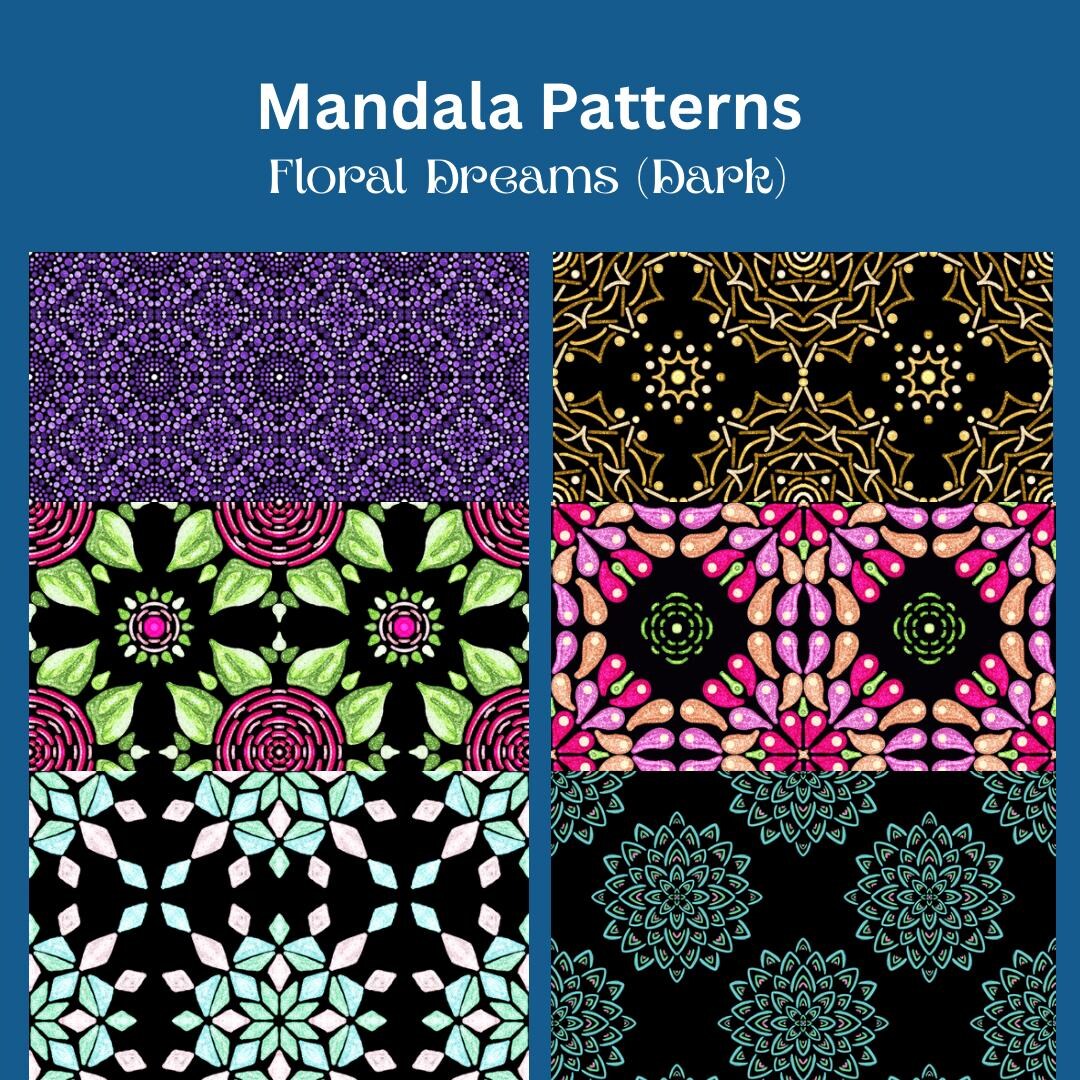 Mandala Seamless Patterns - Floral Dreams (dark) - Etsy