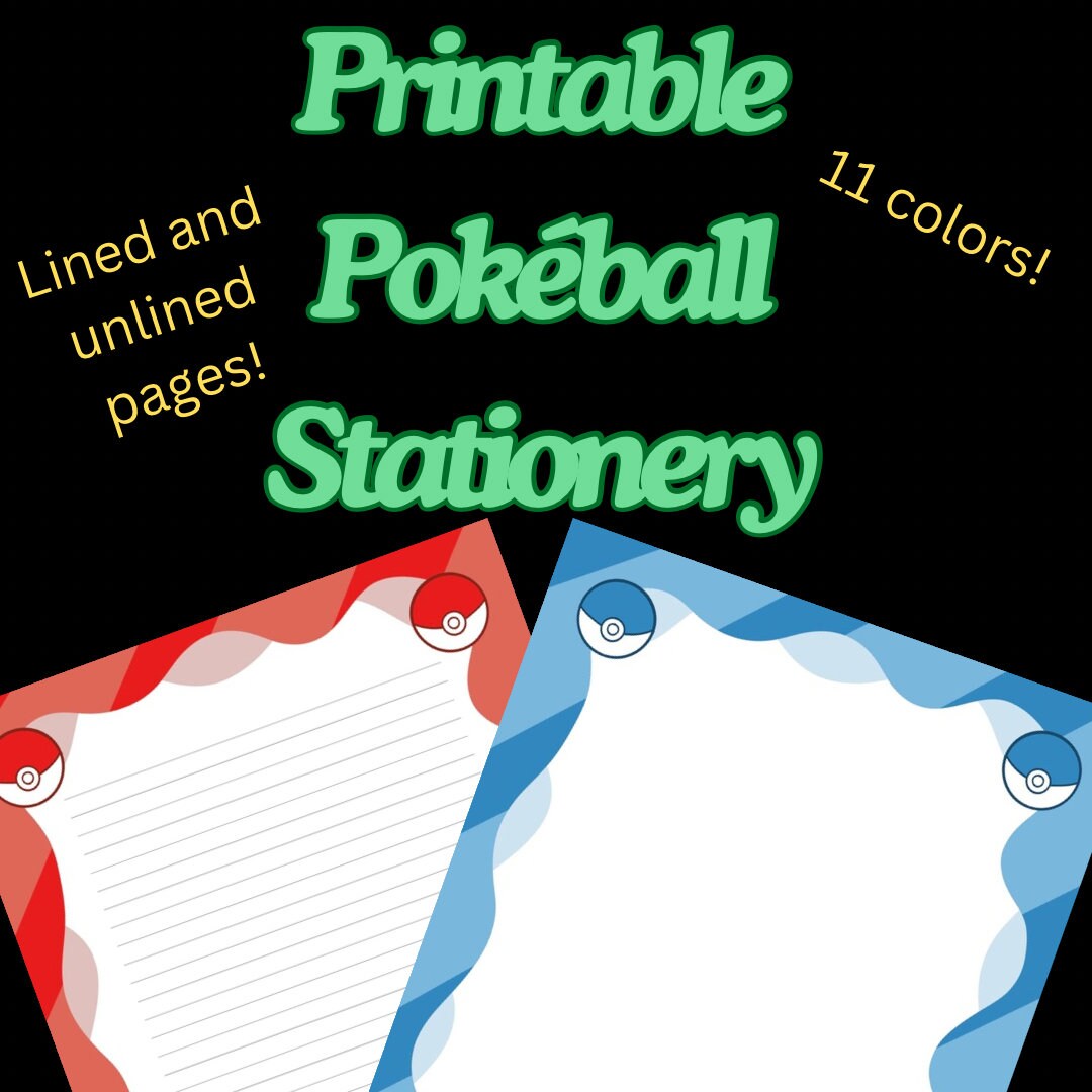 Printable Stationery - Pokéball Frame Design - Etsy