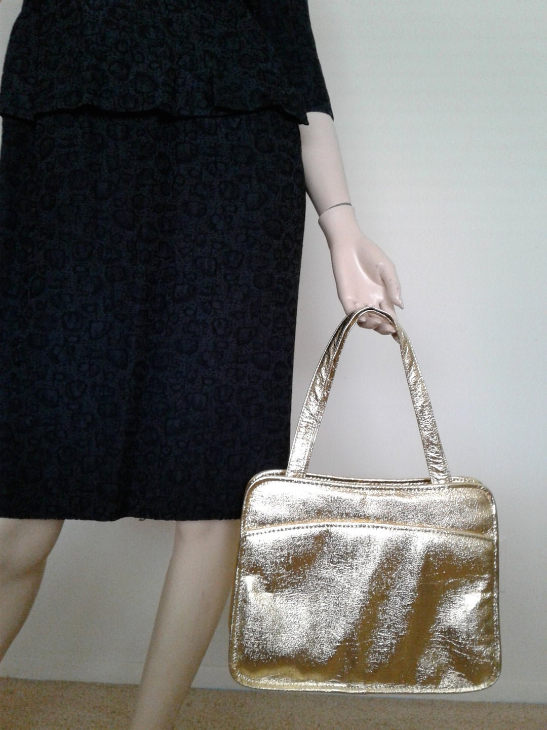 MOD Vintage Gold Lame Metallic 60s/70s Purse Handbag 1960 Mad Men/1970 ...
