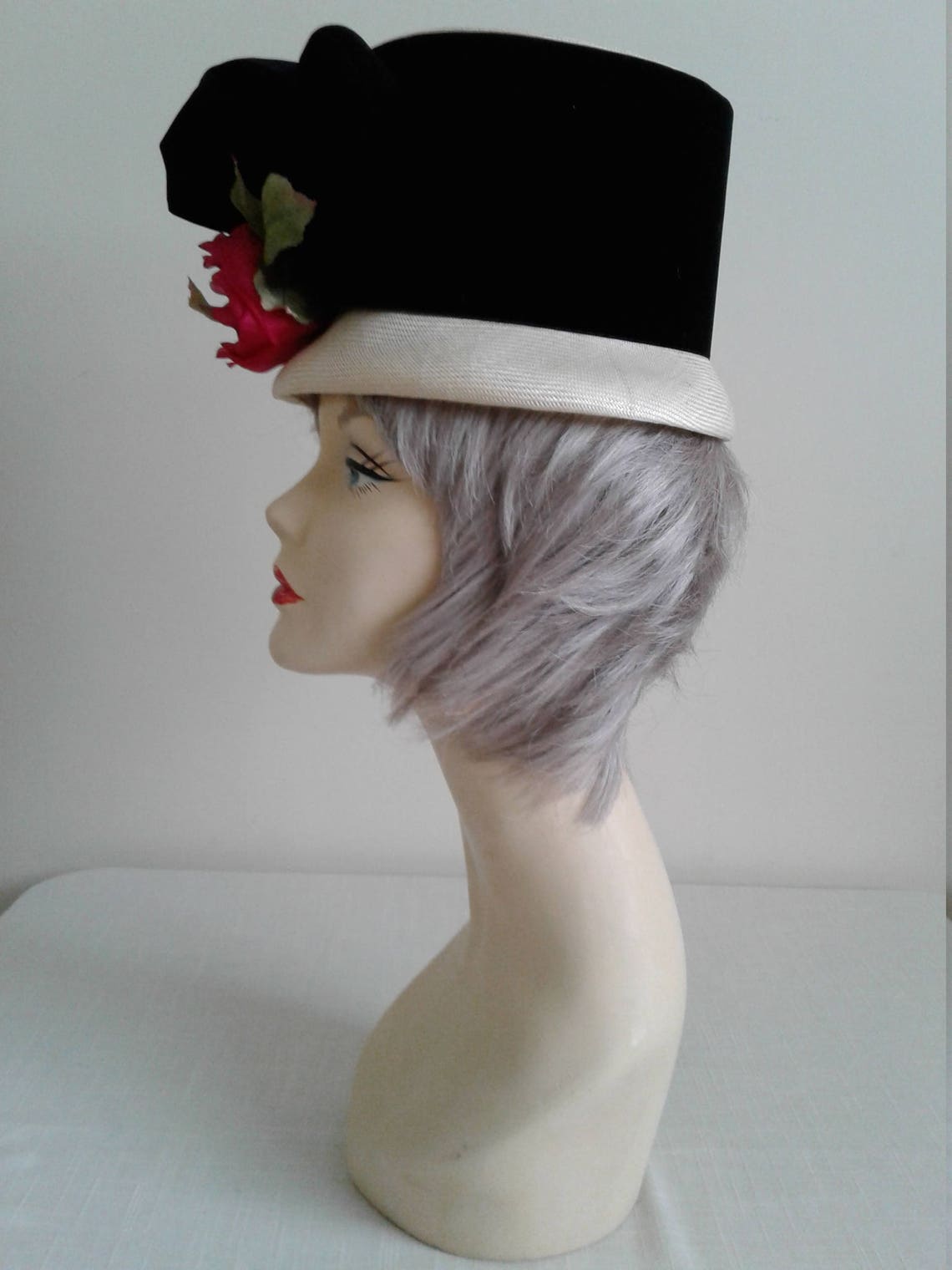 Vintage 50's/ 60's Mr. Joseph Hat / Straw Rose Derby / the Garden Party ...