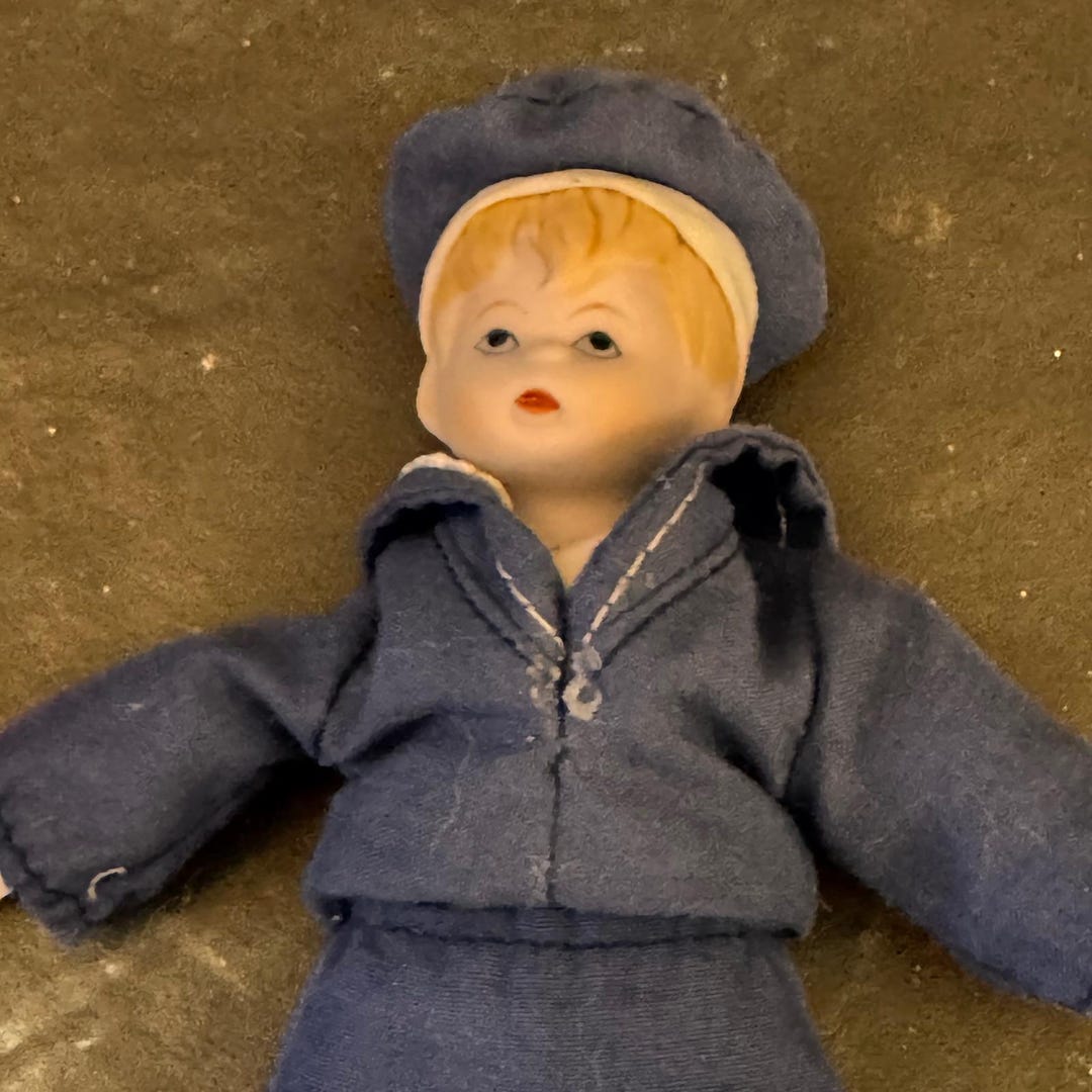 Vintage Ceramic Porcelain Head Sailor Doll Blue Outfit Collectible - Etsy