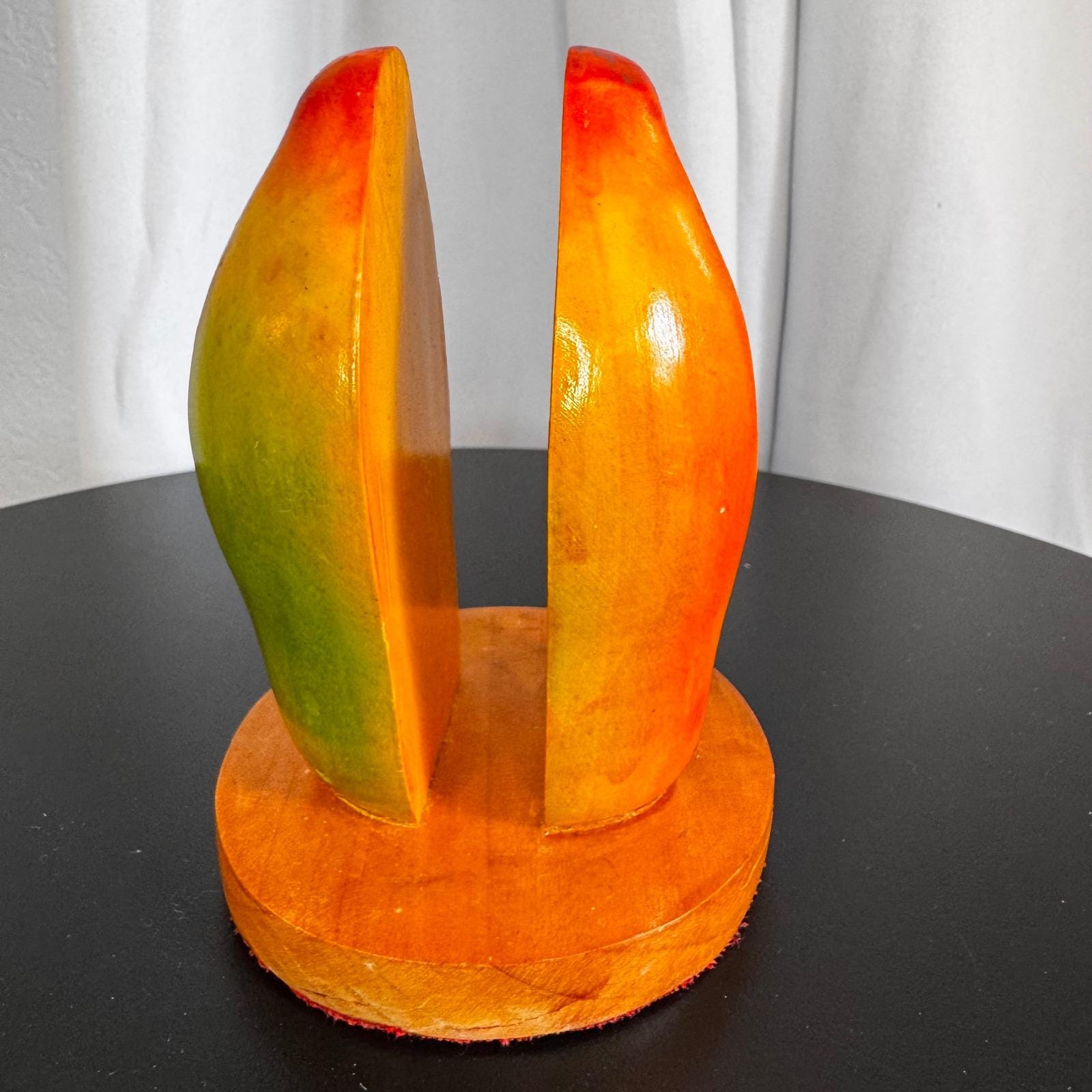 Hand Carved Painted Wooden Papaya Fruit Sculpture Decorative Napkin ...