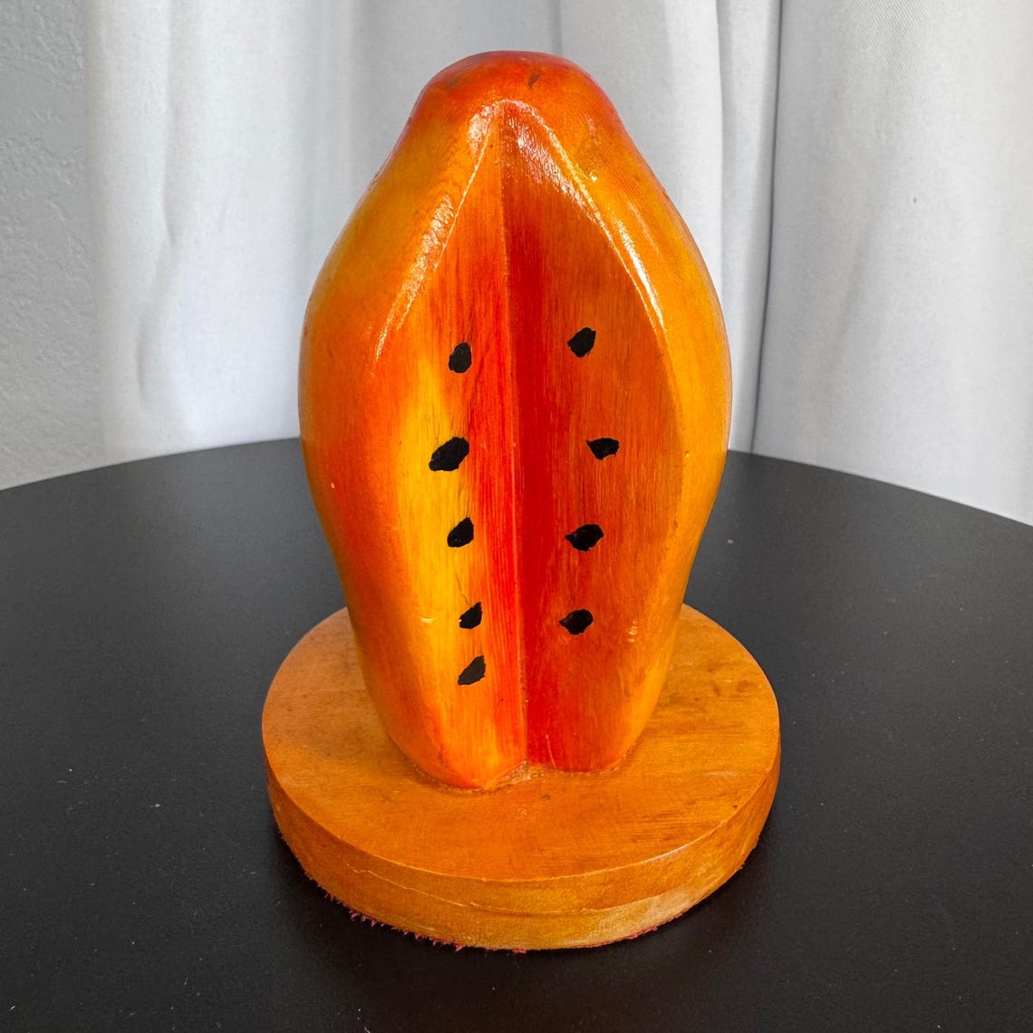 Hand Carved Painted Wooden Papaya Fruit Sculpture Decorative Napkin ...