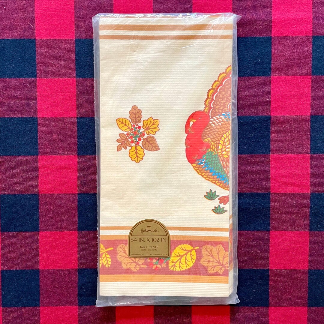 Vintage 1980s Hallmark Thanksgiving Tablecloth - Turkey Decor (54inx ...