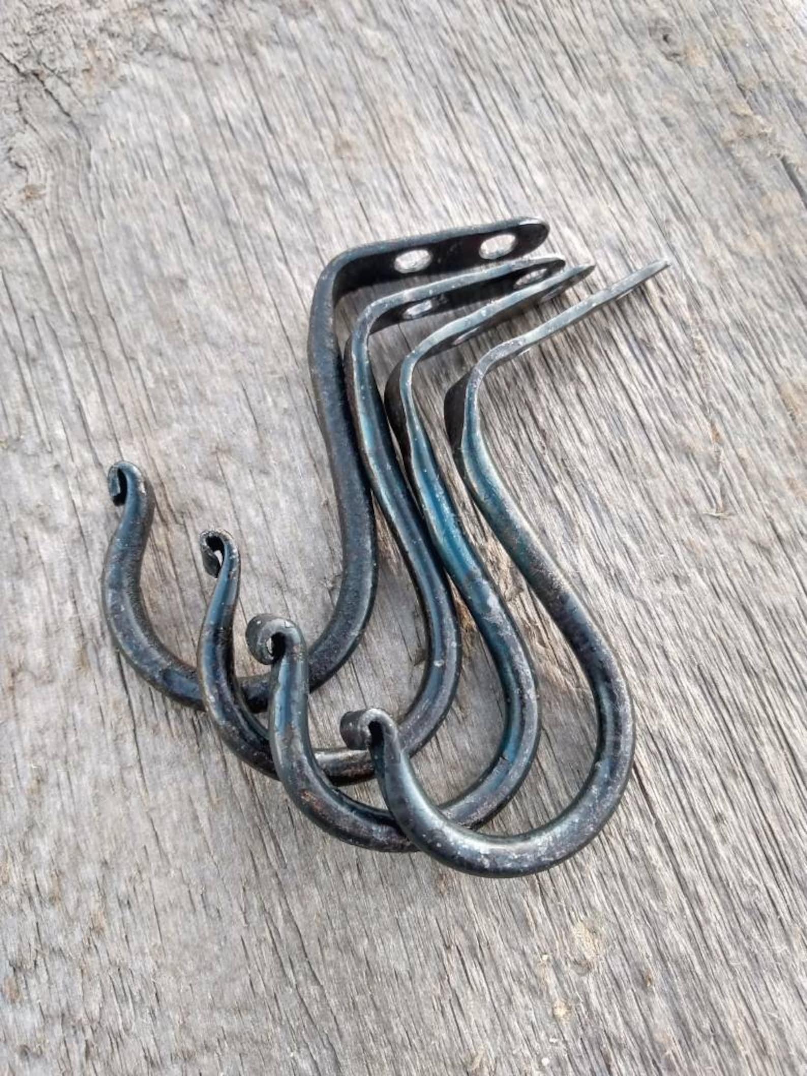 Simple Forged Hooks set of 2 12 Undermount Hooks Under | Etsy