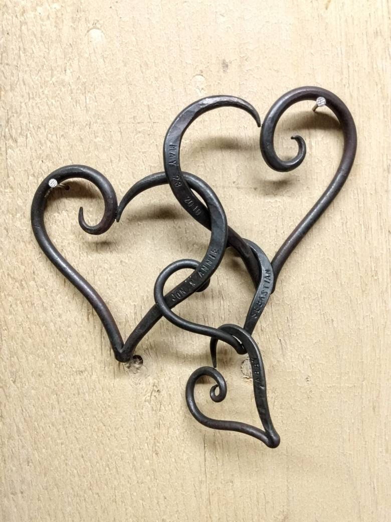 Family of Linked Hearts Hand Forged Personalized Wedding or - Etsy Canada