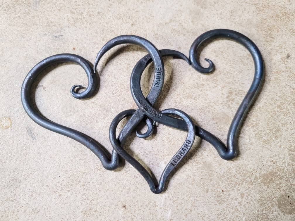 Family of Linked Hearts Hand Forged Personalized Wedding or - Etsy Canada