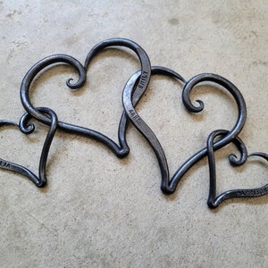 Welded Iron Hearts - Personalized Wall Artwork - Hand Forged Custom ...