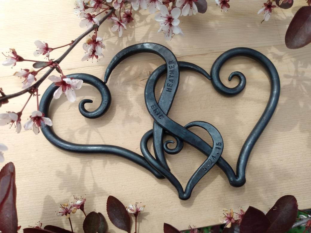 Family of Linked Hearts Hand Forged Personalized Wedding or - Etsy Canada