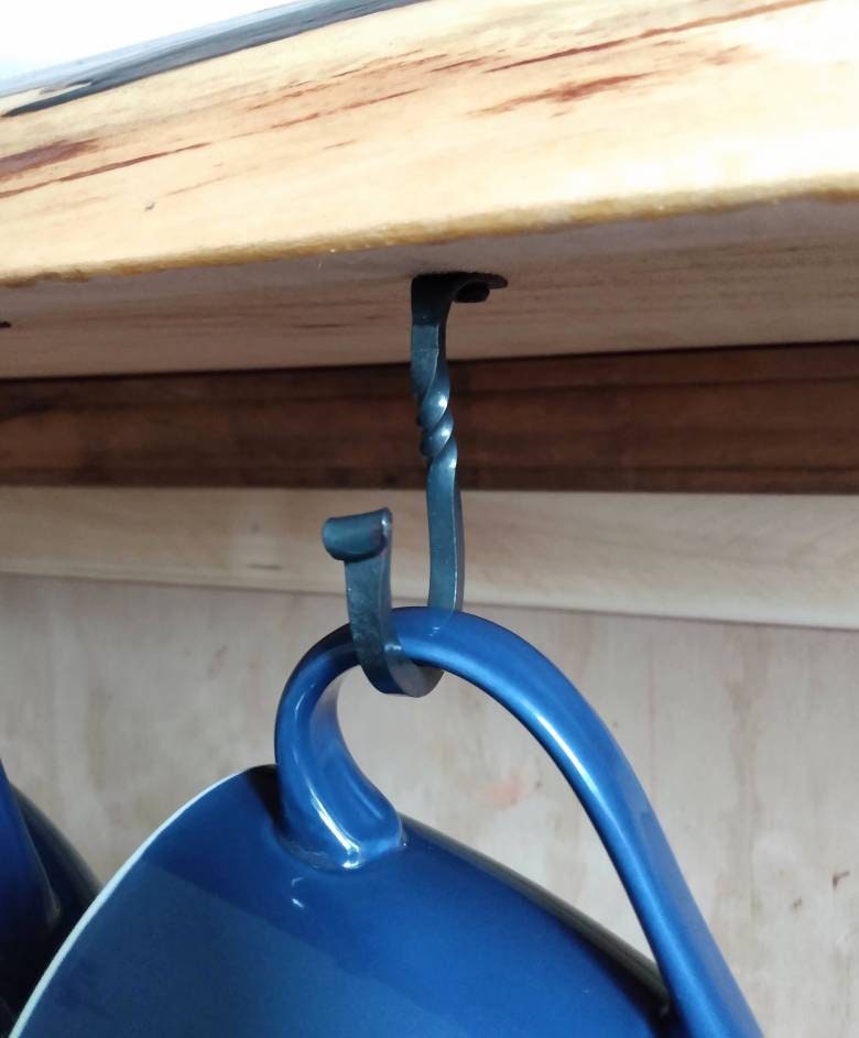Twisted Under Shelf Forged Hooks set of 2 12 Undermount - Etsy Australia
