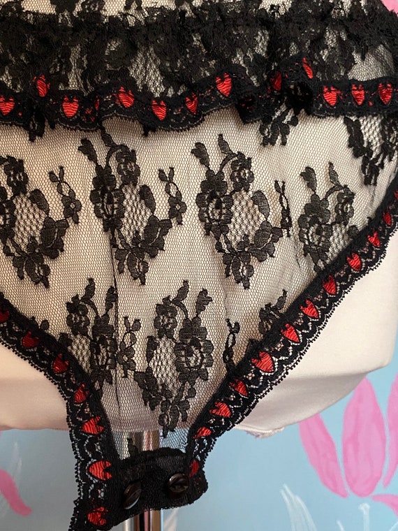 Vintage c. 1970s, 1980s Black Lace Teddy from Brettle… - Gem