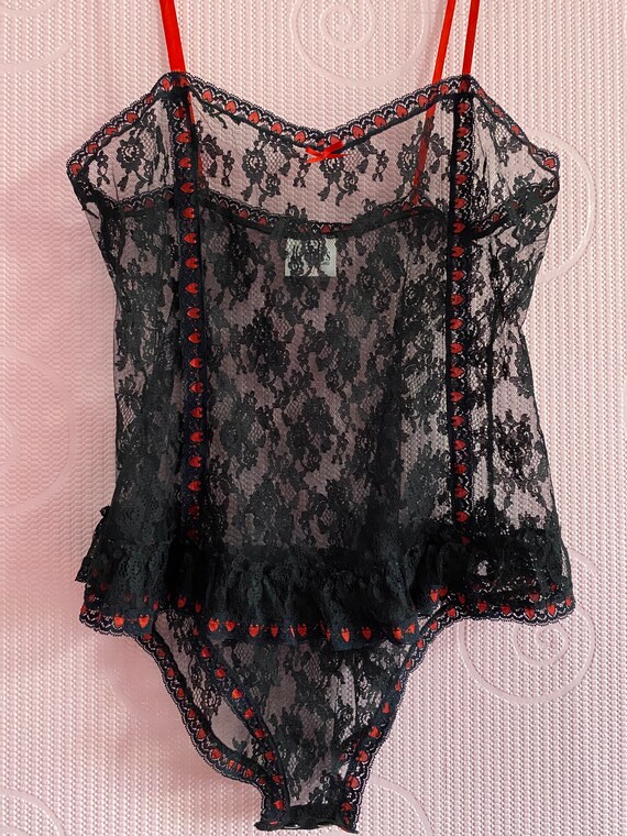 Vintage c. 1970s, 1980s Black Lace Teddy from Brettle… - Gem
