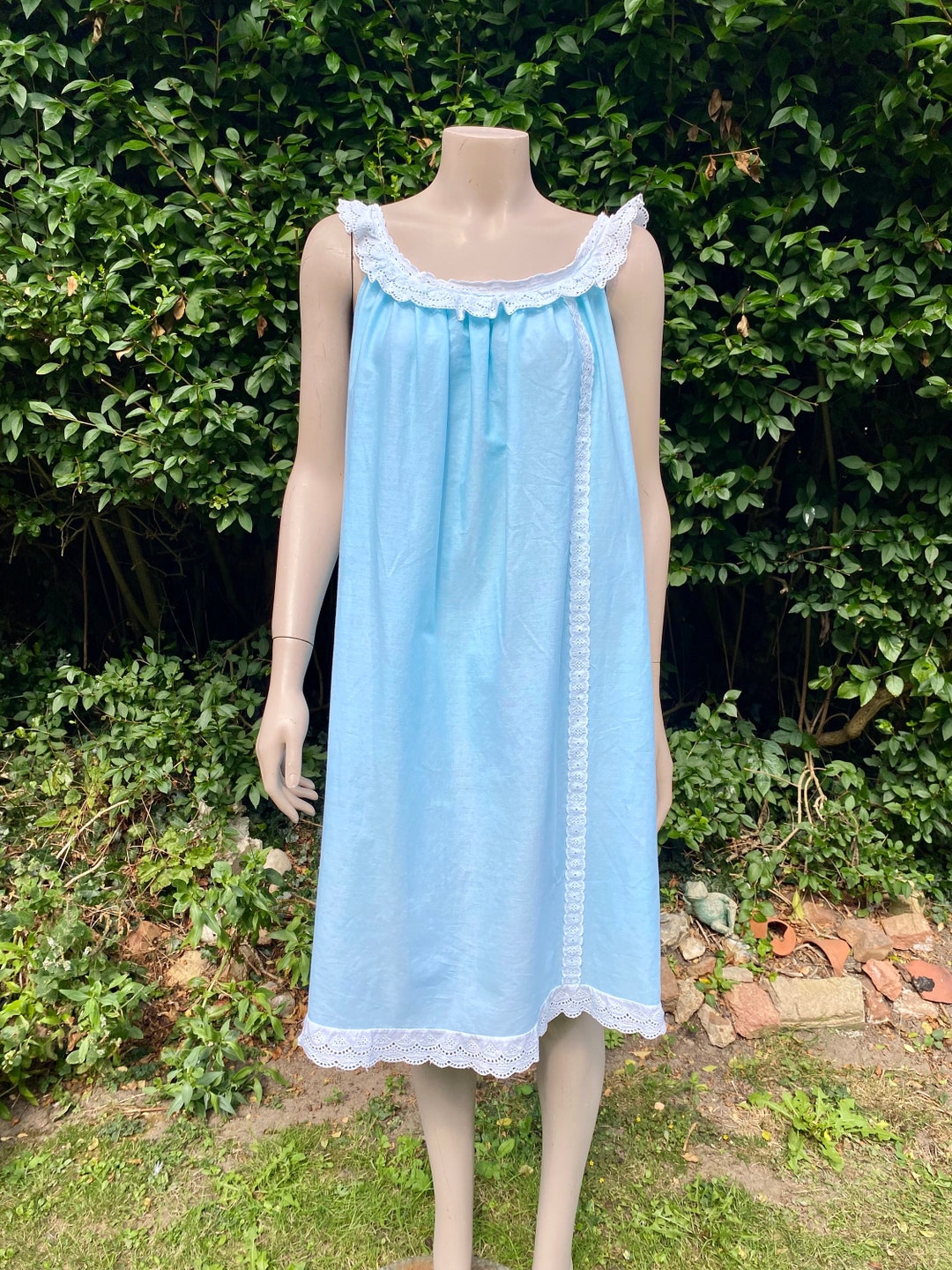 Vintage 1950s, 1960s Pale Blue Baby Doll Style Nightie, Nightdress ...