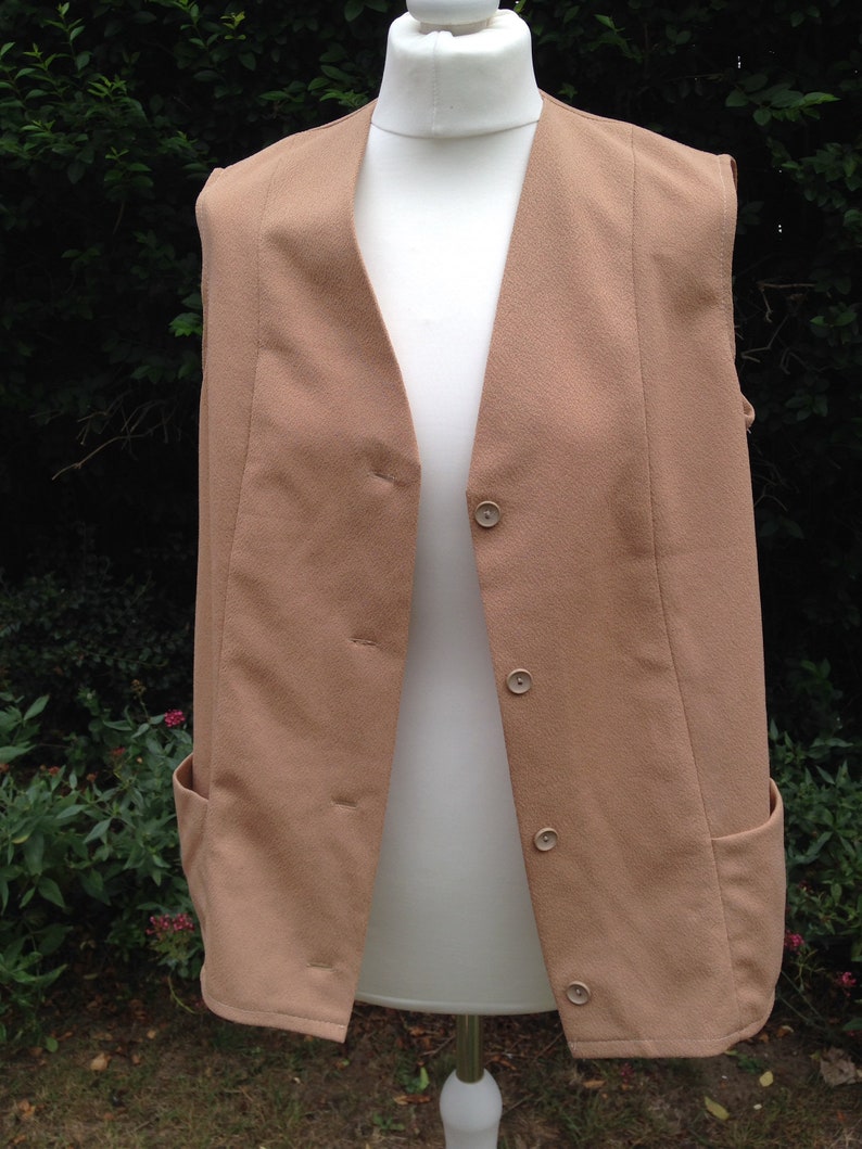 Vintage 1970s Ladies Light Brown Polyester Sleeveless Jacket. - Etsy