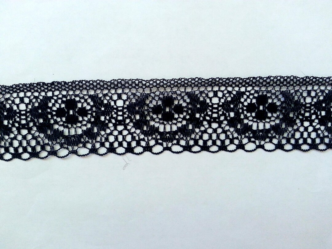 10 Yards of Black Net Lace Trim/ Black Net Lace Ribbon, Approx. 1.5 ...