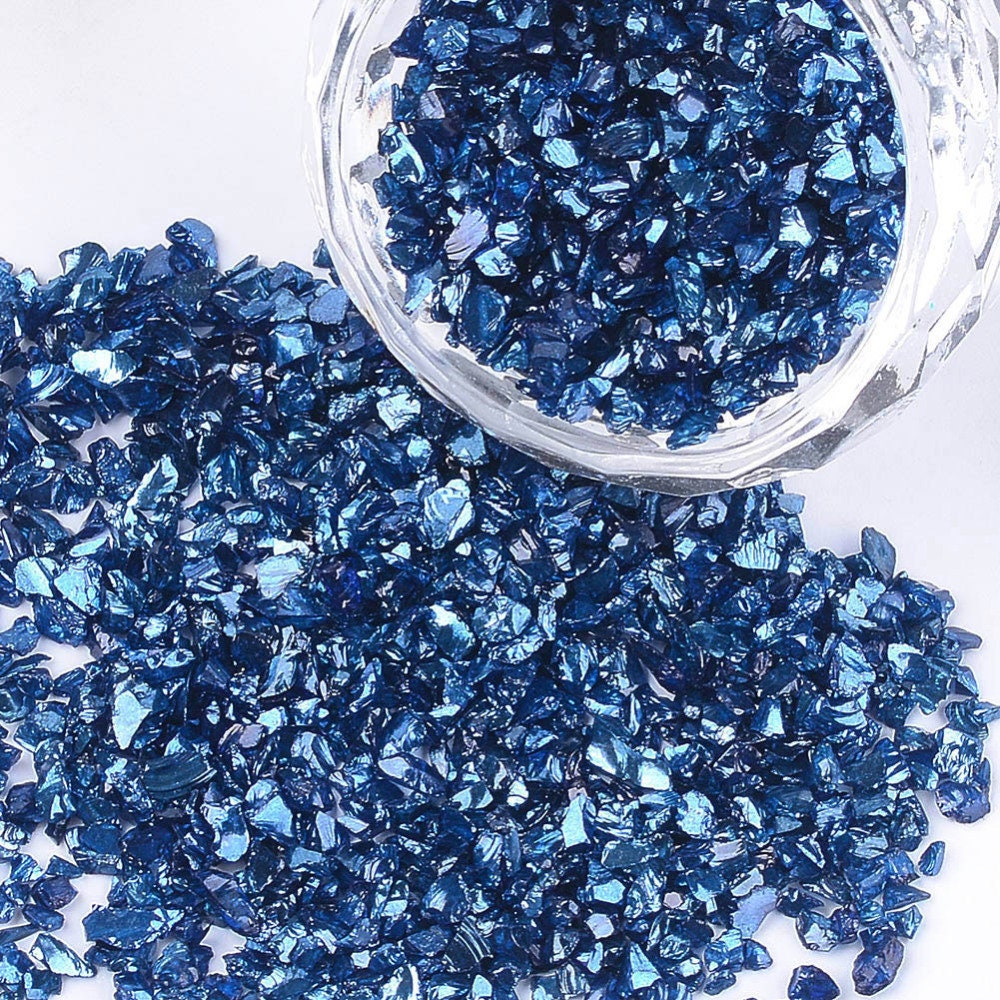 Marine Blue Plated Chip, 40g, 2-5mm, Fairy, Nail Art, Resin, Crafts ...