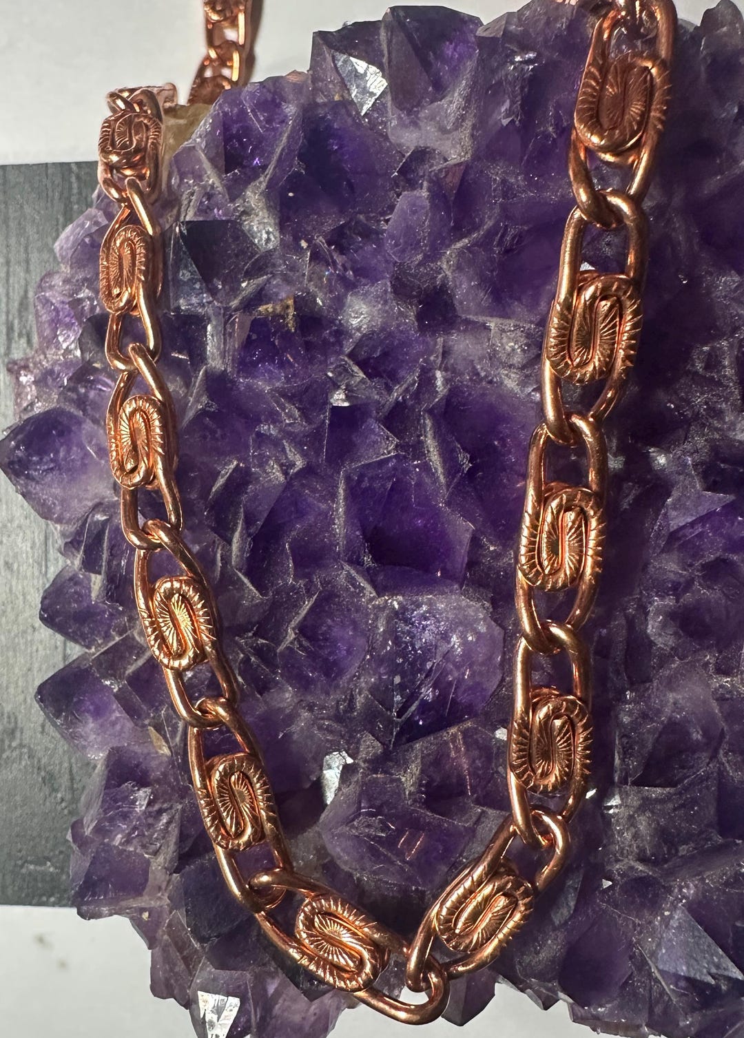 Solid Copper Chain Necklace: Sunburst Scroll Design - Etsy