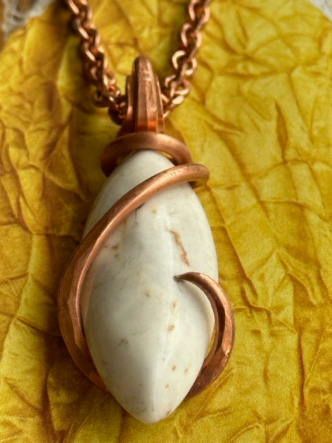 Solid Copper Agate Stone Pendant and 20 Inch Solid Copper Chain Set 145 ...