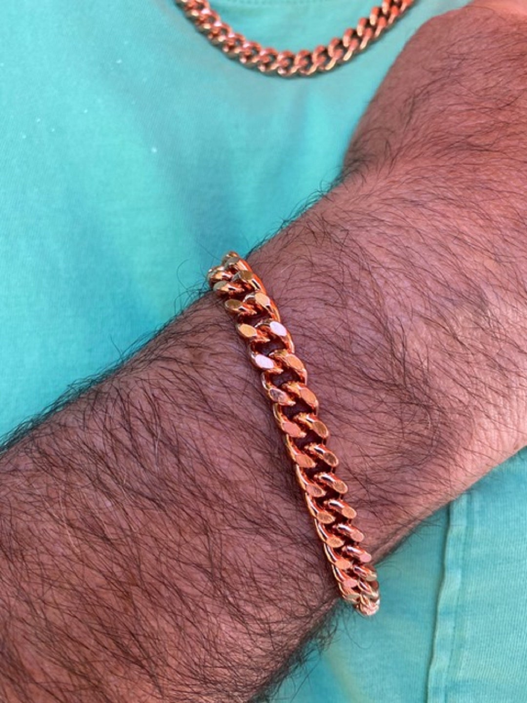 Simple and Unique Solid Copper Chain and Bracelet Set #CNB644G -5/16 of ...