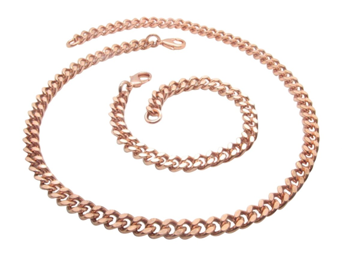Simple and Unique Solid Copper Chain and Bracelet Set CNB644G - Etsy