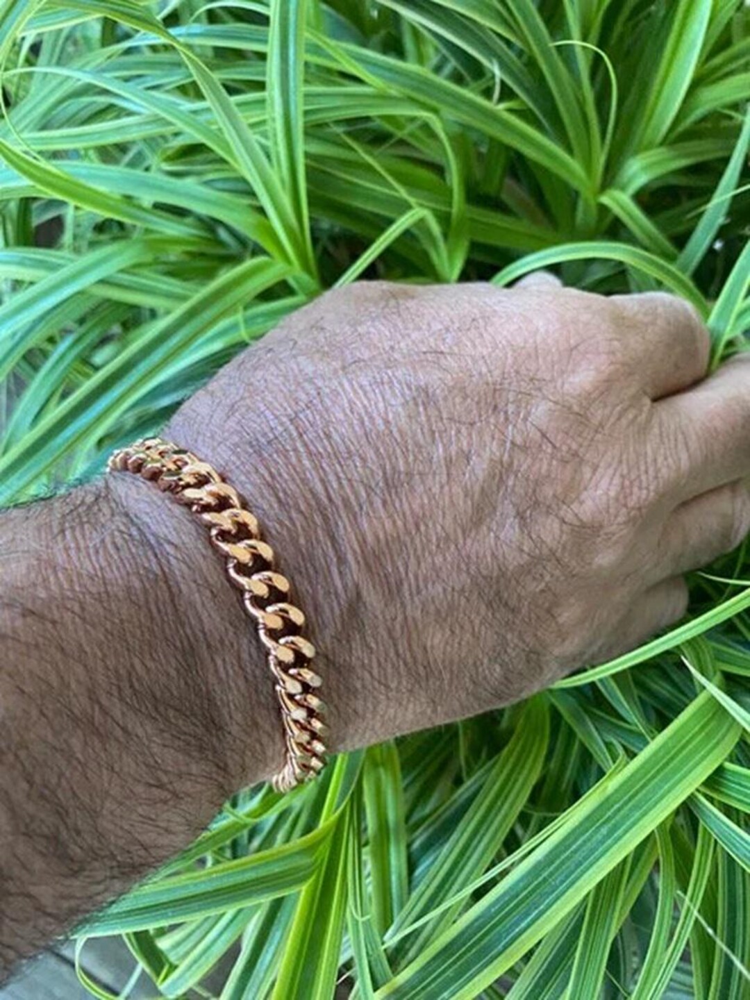 Men's Solid Copper Chain Bracelet With Lobster Claw Clasp - Etsy