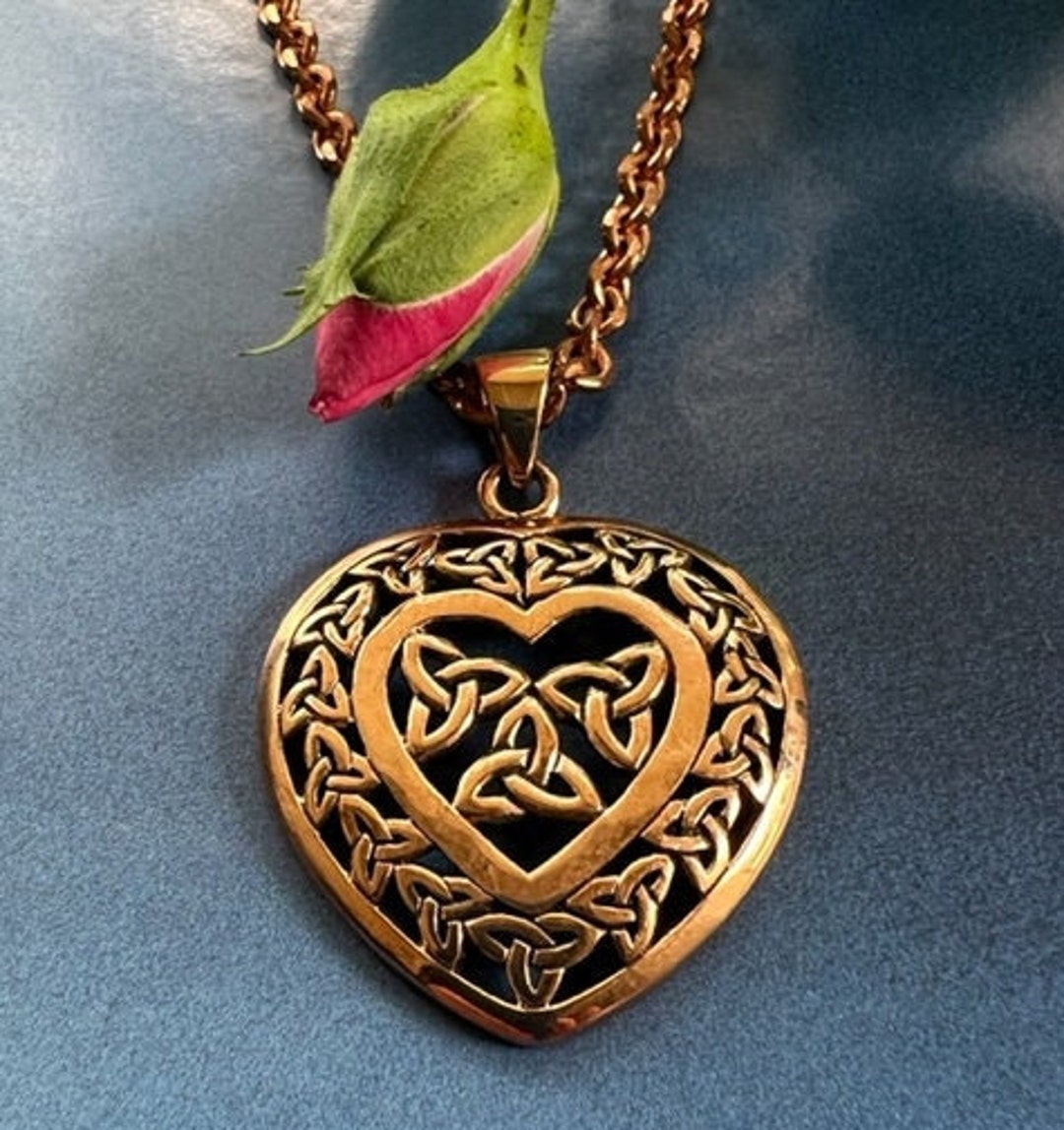 Solid Copper Celtic Heart Pendant and 20 Inch Solid Copper Chain Set ...