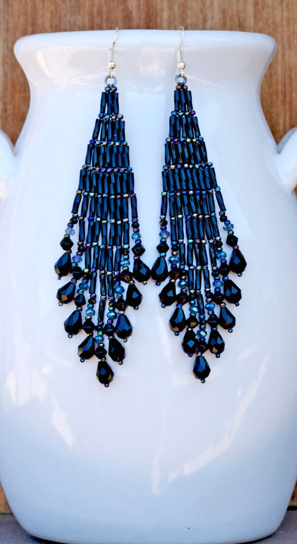 Super Long Earrings Boho Fringe Earrings Beaded Statement Earrings for ...
