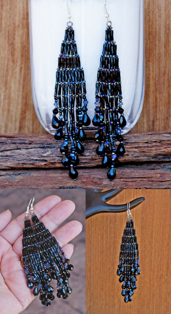 Super Long Earrings Boho Fringe Earrings Beaded Statement Earrings for ...