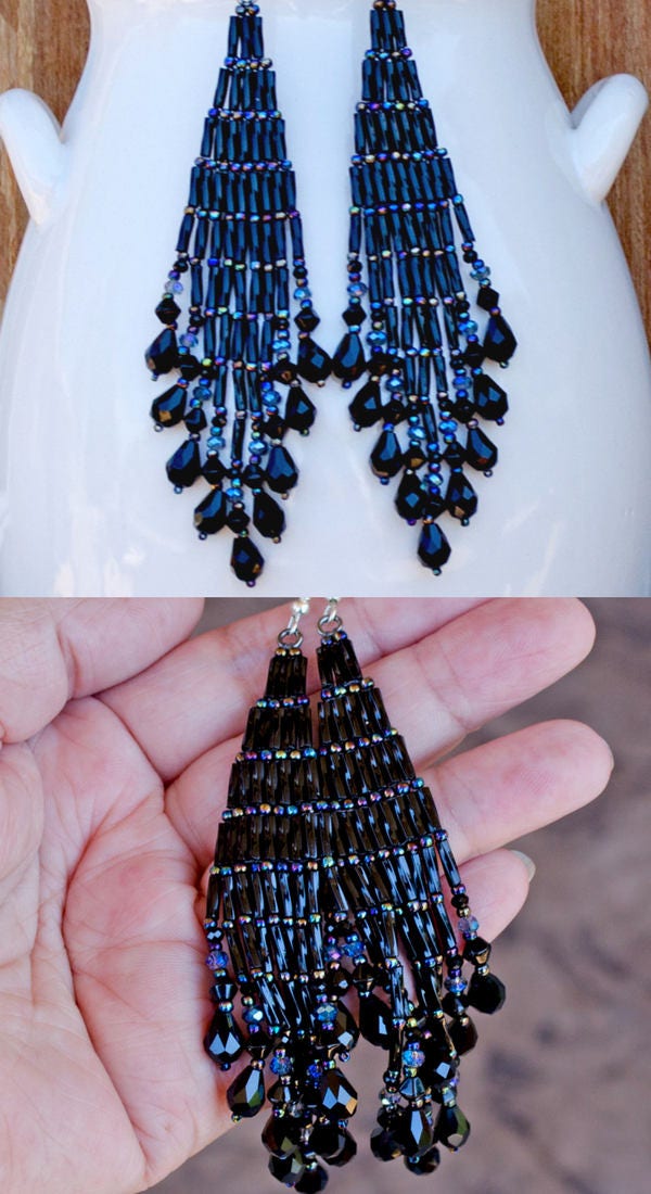 Super Long Earrings Boho Fringe Earrings Beaded Statement Earrings for ...