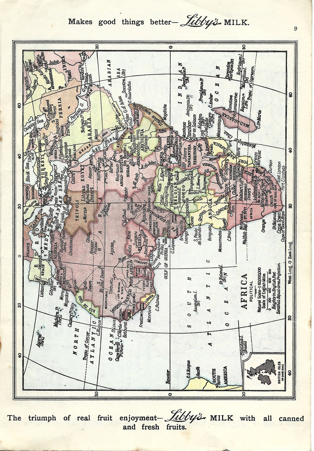 Vintage Map 1970's Book Print, Africa and South Africa, Double Sided - Etsy