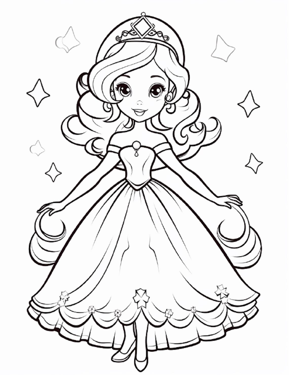 Cute Princess Coloring Pages, 128 Pages, Digital Download Only. - Etsy