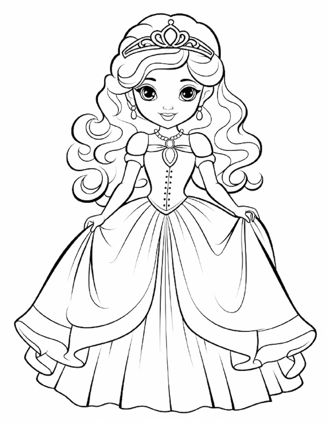 Cute Princess Coloring Pages, 128 Pages, Digital Download Only. - Etsy