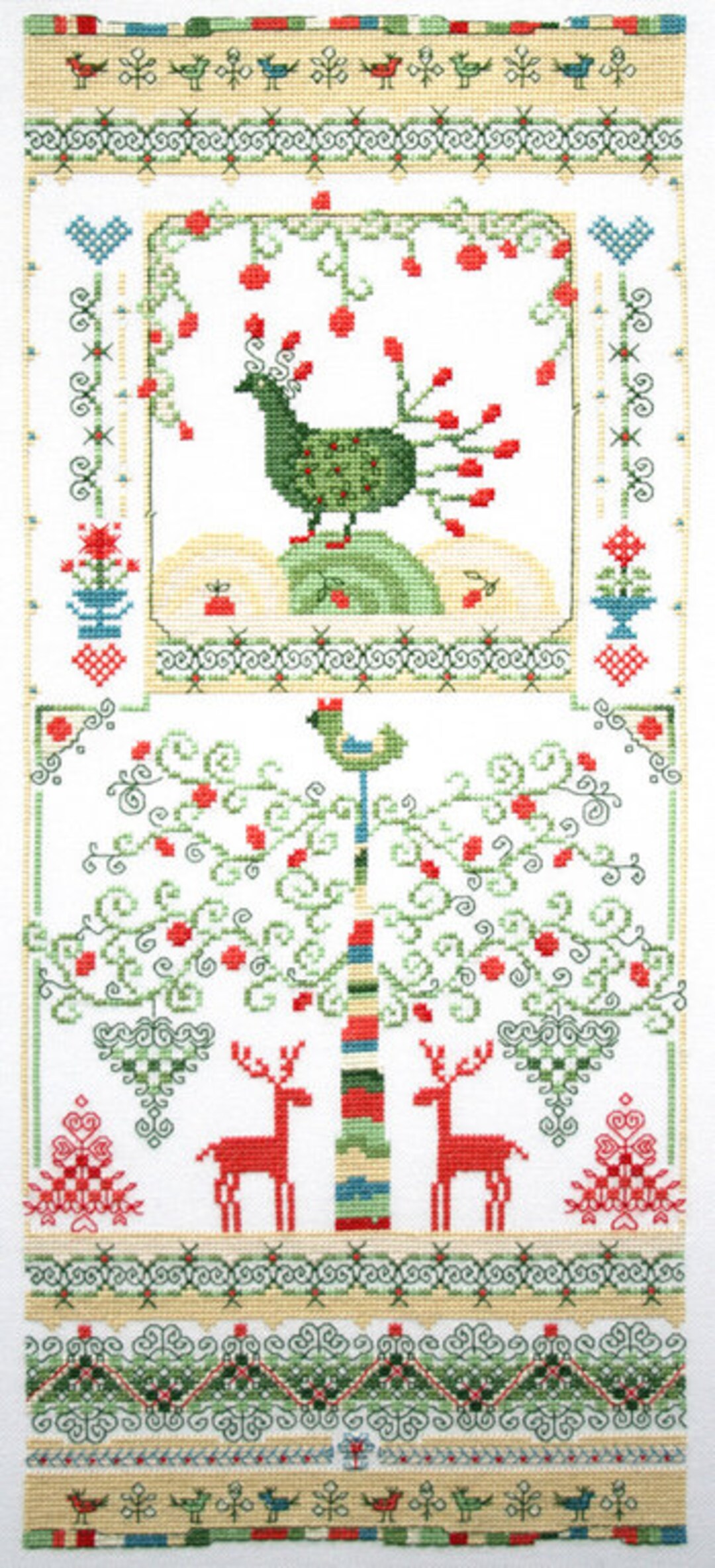 The Sampler With Traditional Motifs This Sampler Combines - Etsy