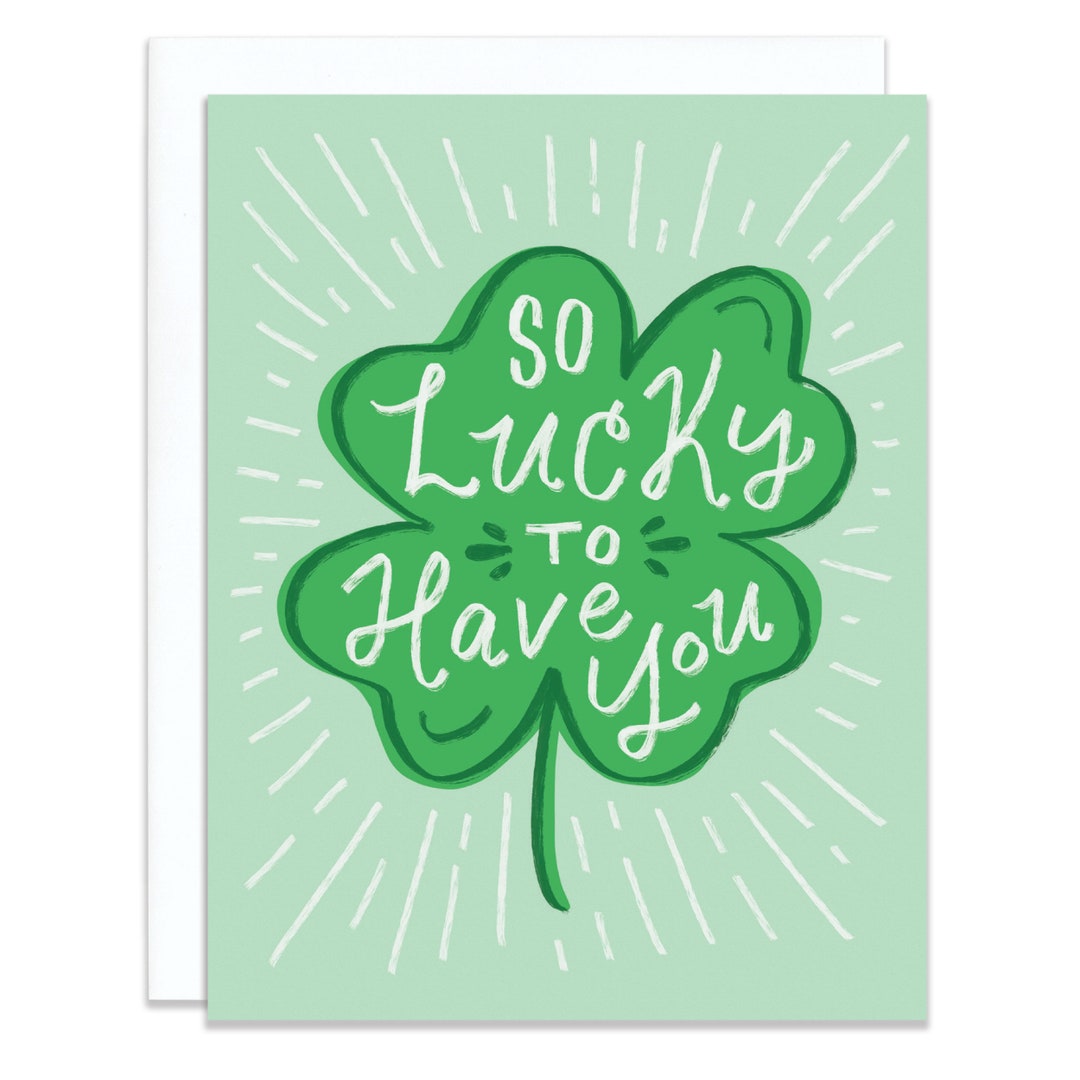 So Lucky to Have You Shamrock Love and St. Patrick's Day Card - Etsy