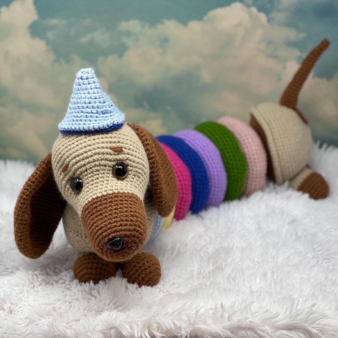 Handmade Crochet Stacking Toy – Amigurumi Dachshund Dog With Colorful ...