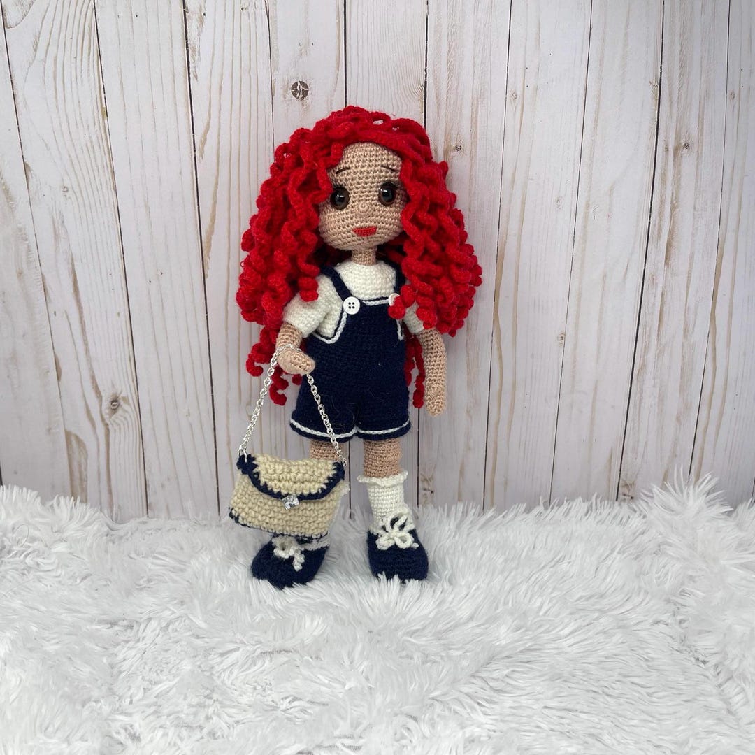 Custom Handmade Crochet Doll Sot Plush Amigurumi Redhead Fashion Doll ...