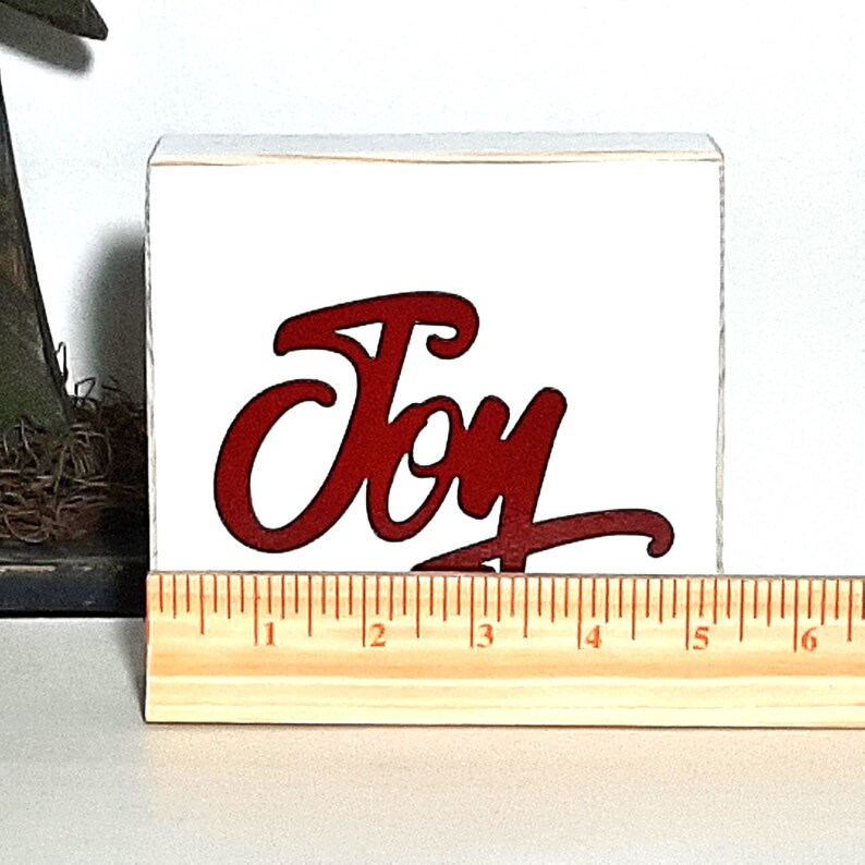 Christmas White Wood Chunky Block Sign, Peace Rejoice Joy Merry Tree ...