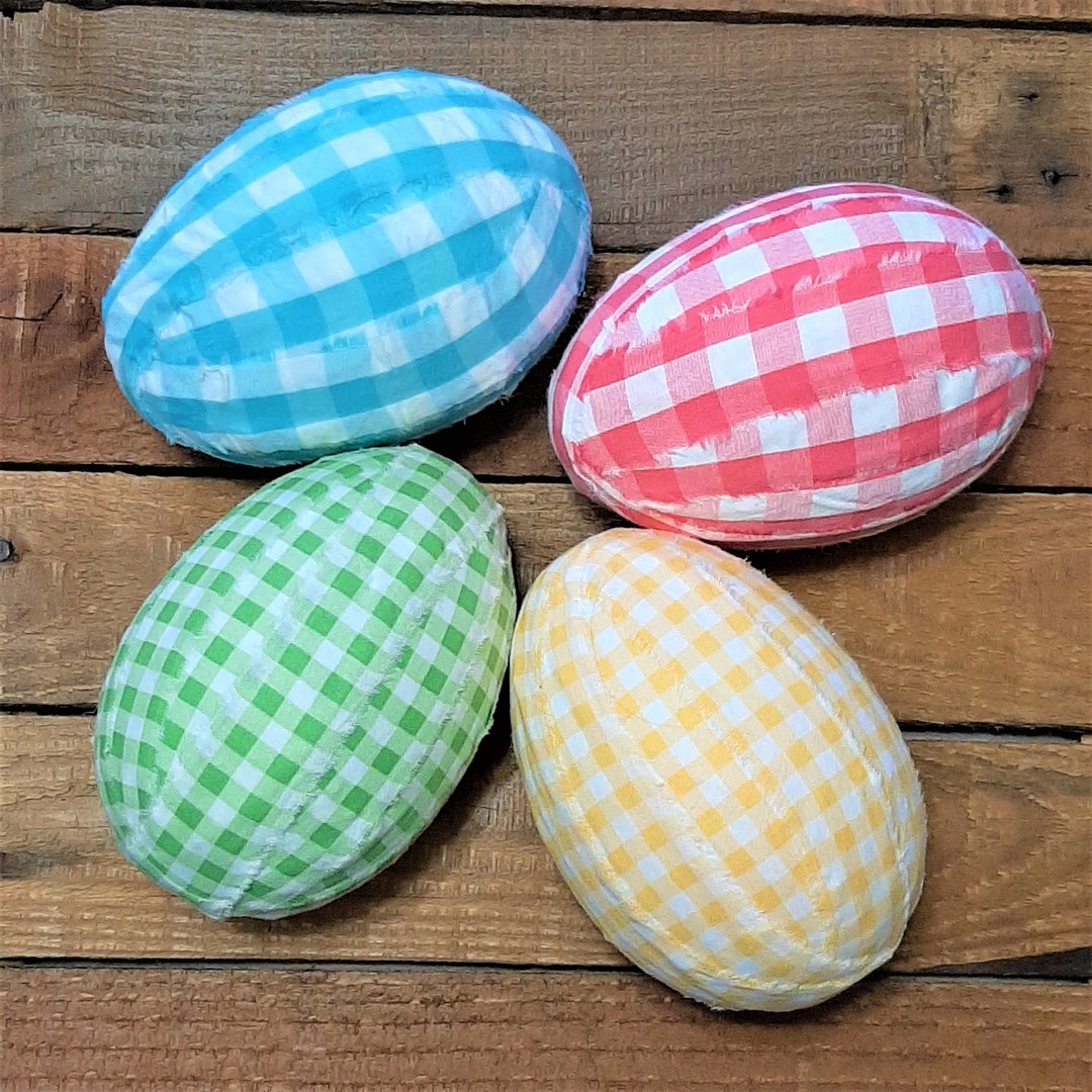 6" Easter Egg, Buffalo Check Farmhouse Country Style, Assorted Colors ...