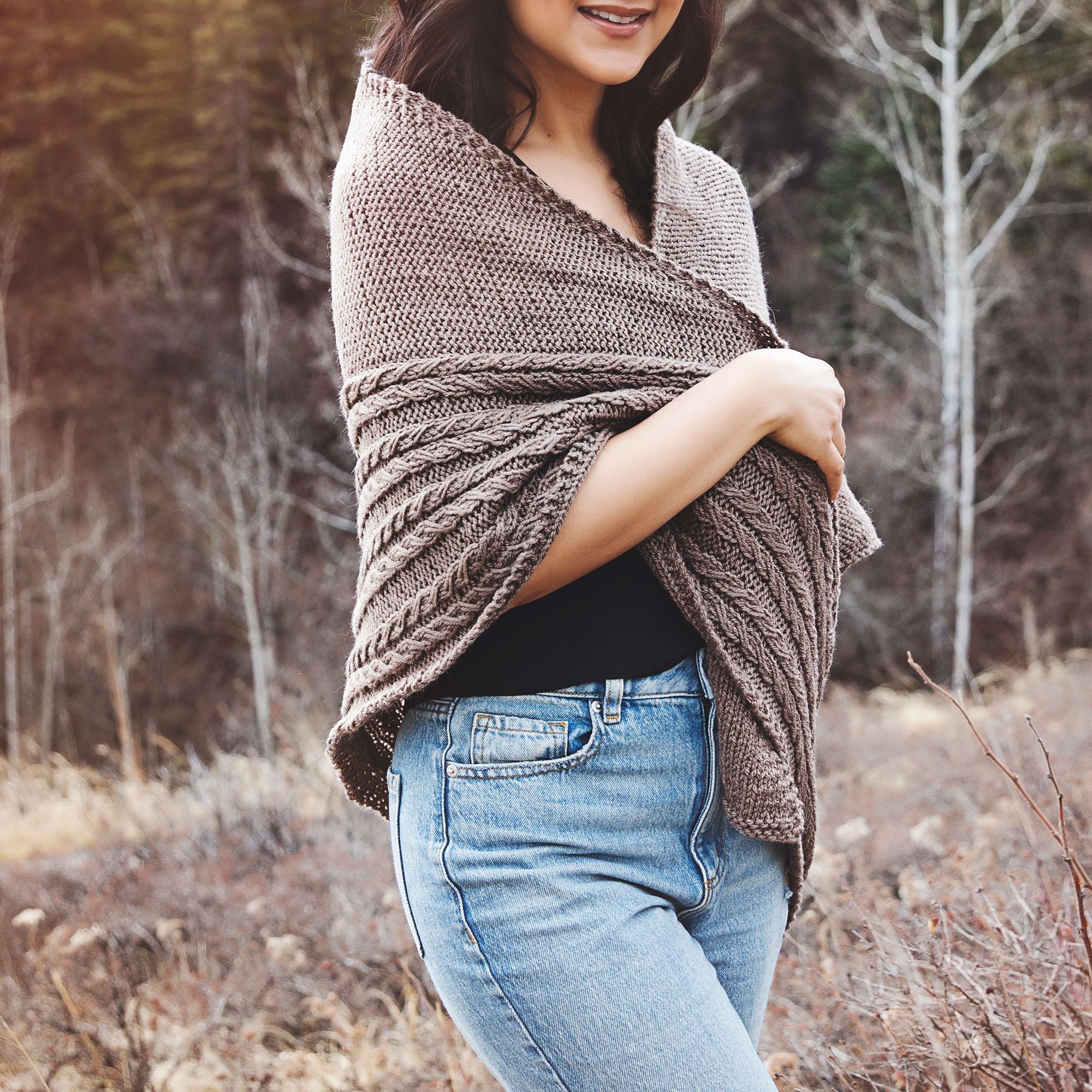Cable Knit Triangle Shawl - Knitting Pattern - Etsy